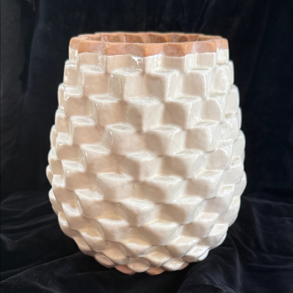 Crate&Barrel | Art | Cratebarrel Textured Cream Ceramic Vase | Poshmark